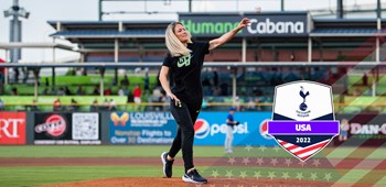 Jenna throws first pitch at Slugger Field – Spurs Women USA Tour ...